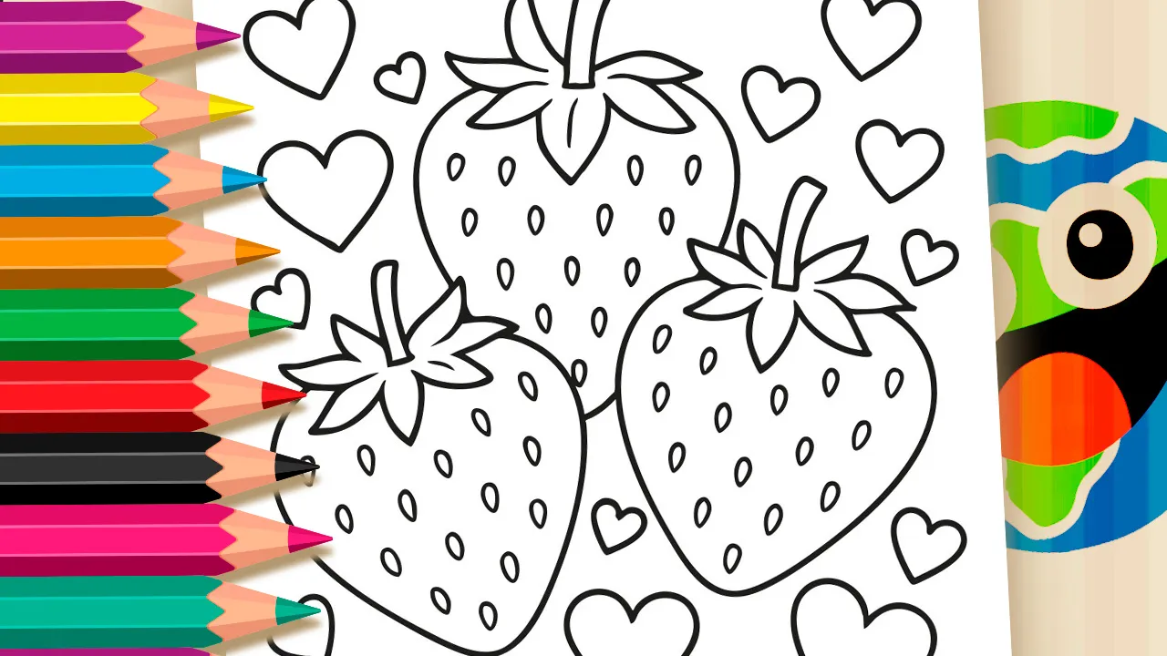 Strawberry Love Coloring Page | Free Online & Printable for Kids - Free ...