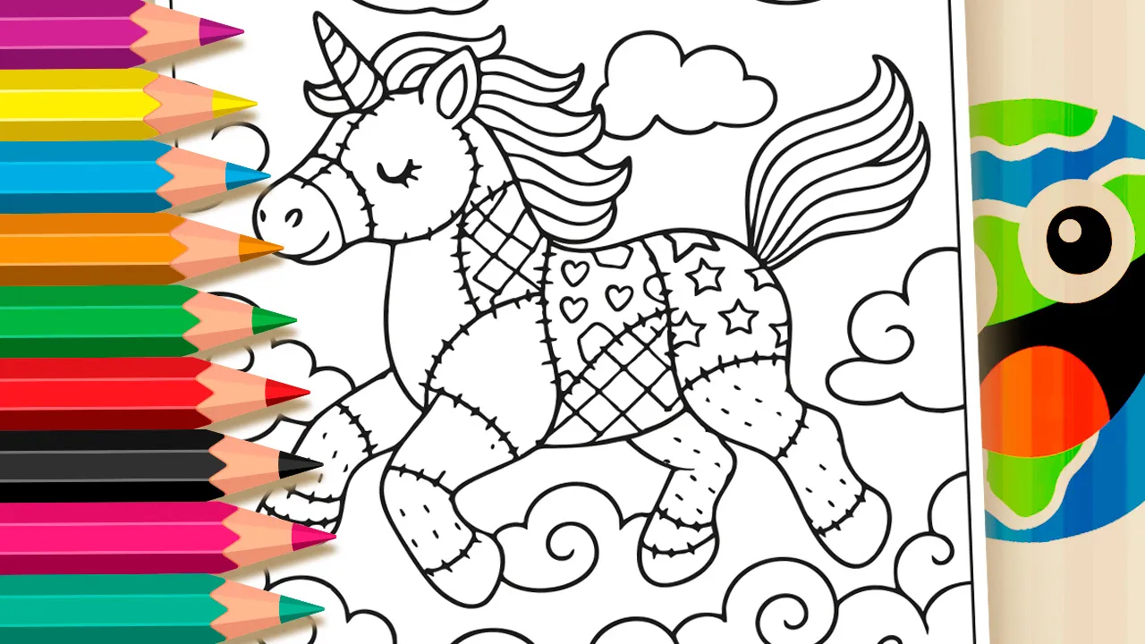 Patchwork Unicorn Online Coloring Page | WorldColoring - Free Printable PDF