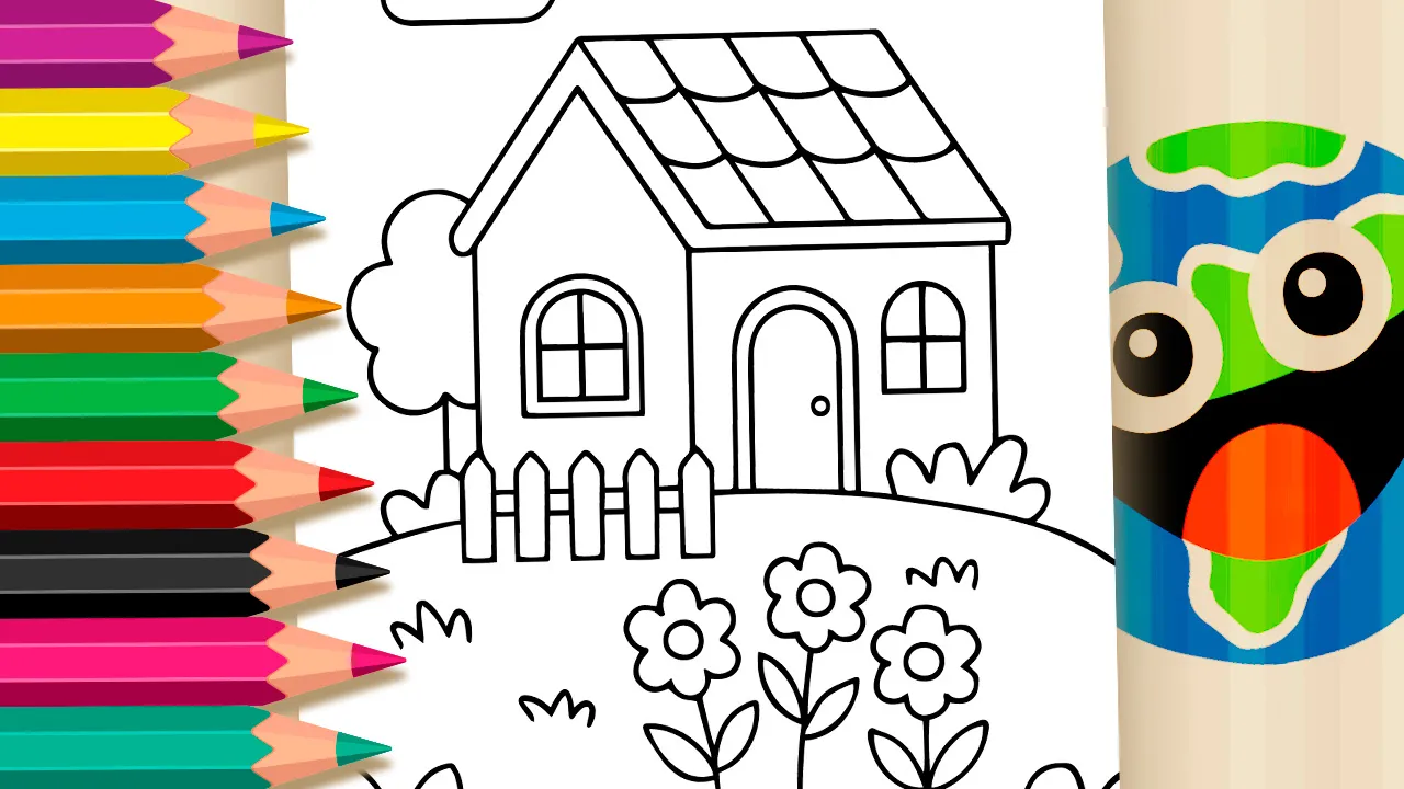 Charming Cottage with Blooming Garden Theme Coloring Page - Free ...