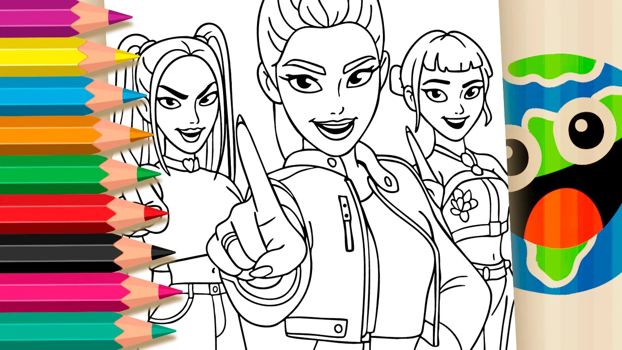 Huntrix Kpop Demon Hunters Coloring Pages: Magical Colors to Paint ...