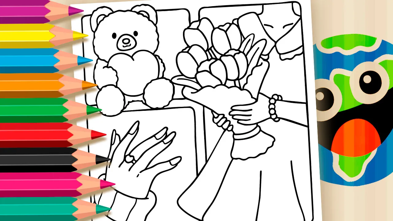 Romantic Dating Gifts Theme Coloring Page | World Coloring