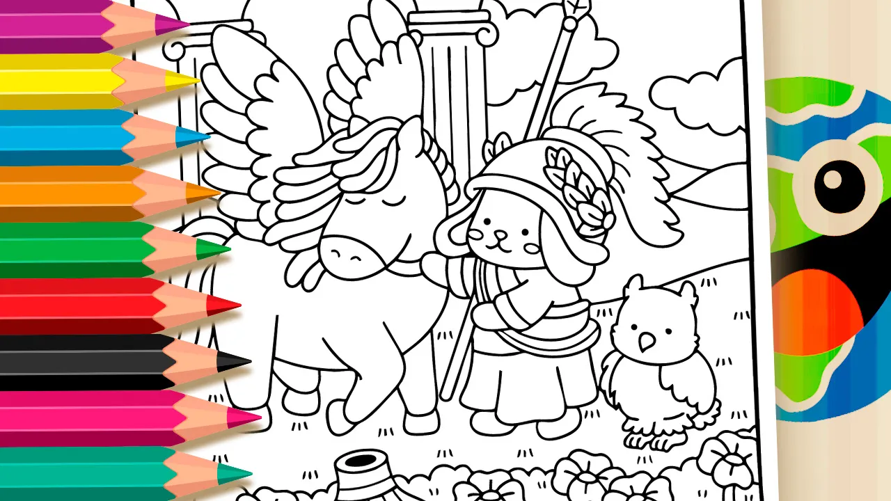 Cute Greek Mythology Coloring Page: Paint Online or Download Free PDF ...
